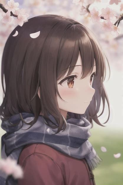 Premium Photo Anime Girl With A Scarf And Scarf That Says I Love You
