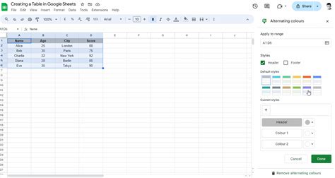Creating A Table In Google Sheets With Screenshots