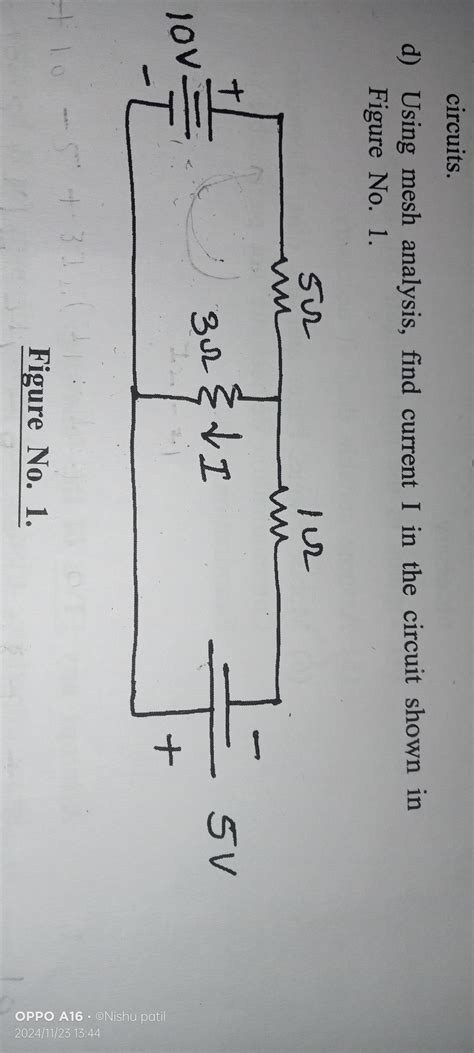 circuits d using mesh analysis find current i in the circuit shown in