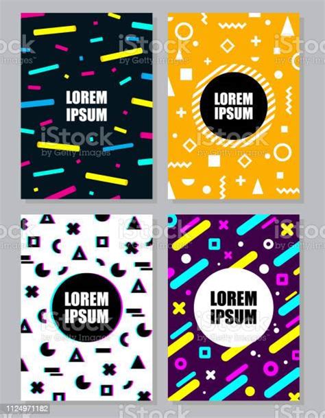 혼란 기 배경 세트 커버 플 래 카드 배너 포스터 전단지 벡터 일러스트입니다 1980 1989 년에 대한 스톡 벡터 아트 및 기타 이미지 1980 1989 년 1990