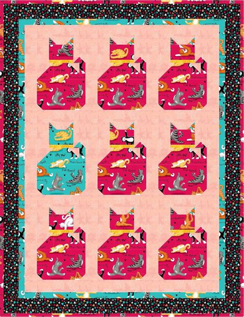 Catnip Cat Block Quilt Pattern Pieced Blocks Sitting Cats Cats Tail Up INSTANT PDF DOWNLOAD
