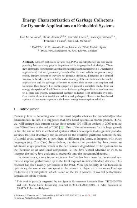 Pdf Energy Characterization Of Garbage Collectors For Dynamic Applications On Embedded Systems