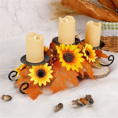 Magt Thanksgiving Centerpiece With 3 Candle Holders Harvest
