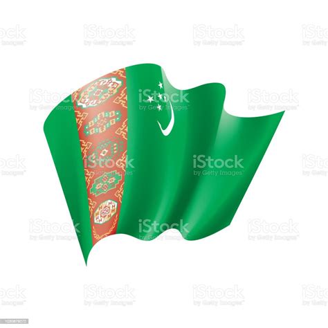 투르크메니스탄 플래그 흰색 배경 벡터 일러스트 레이 션 0명에 대한 스톡 벡터 아트 및 기타 이미지 0명 3차원 형태 국기 Istock
