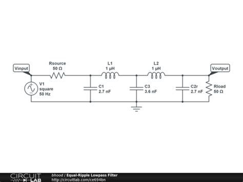 Equal Ripple Lowpass Filter Circuitlab