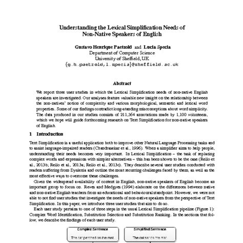 Understanding The Lexical Simplification Needs Of Non Native Speakers Of English Acl Anthology