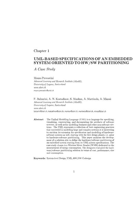 Pdf Uml Based Specifications Of An Embedded System Oriented To Hwsw Partitioning