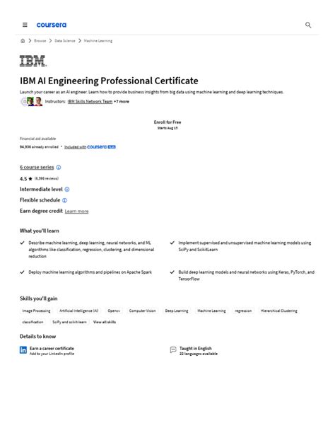Ibm Ai Engineering Professional Certificate Coursera Pdf