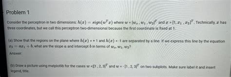 Solved Consider The Perceptron In Two Dimensions
