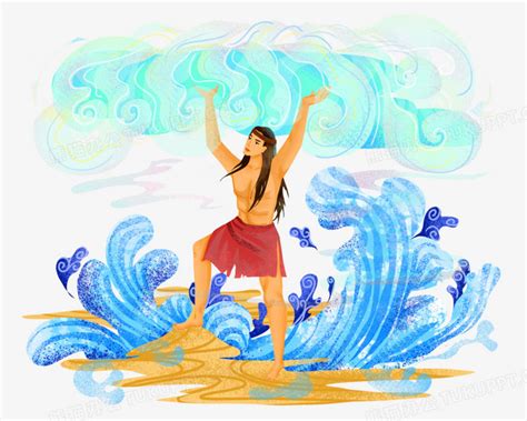 手绘插画风中国神话故事传奇盘古开天地元素png图片素材下载手绘png熊猫办公