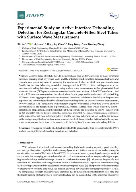 PDF Experimental Study On Active Interface Debonding Detection For Rectangular Concrete Filled