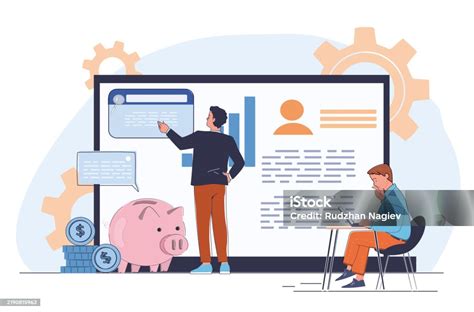 온라인 비즈니스 워크숍 인터넷에서 일반적인 프로젝트에 종사하는 남자 협업 및 협력 프리랜서 및 원격 근무자 협업 및 협력 선형 벡터 그림 광고에 대한 스톡 벡터 아트 및