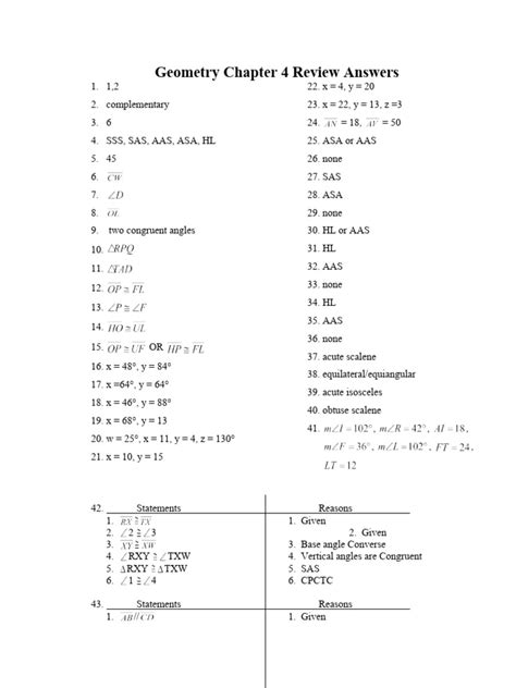 Geo Ch 4 Test Review Key Pdf Polytopes Geometric Shapes
