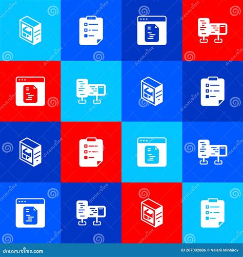Set Computer Clipboard With Checklist Software And Monitor Screen Icon Vector Stock Vector
