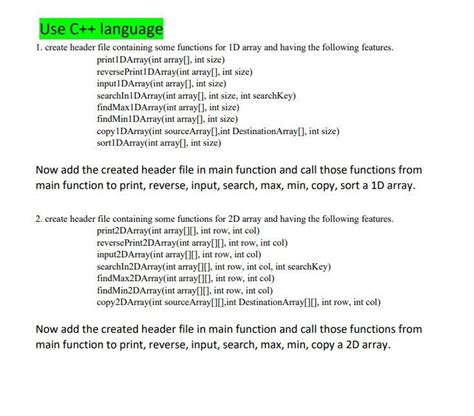 Solved 1 Create Header File Containing Some Functions For Chegg