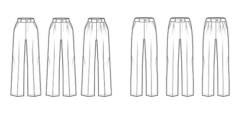바지 테일러드 테크니컬 패션 일러스트레이션 통상로우 웨스트 하이라이즈 풀 길이 스트릿 슬래시 포켓 0명에 대한 스톡 벡터 아트 및 기타 이미지 Istock