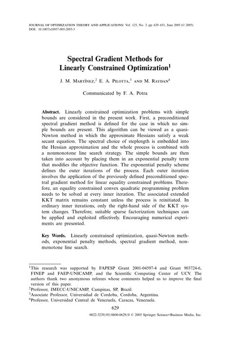 Pdf Spectral Gradient Methods For Linearly Constrained Optimization