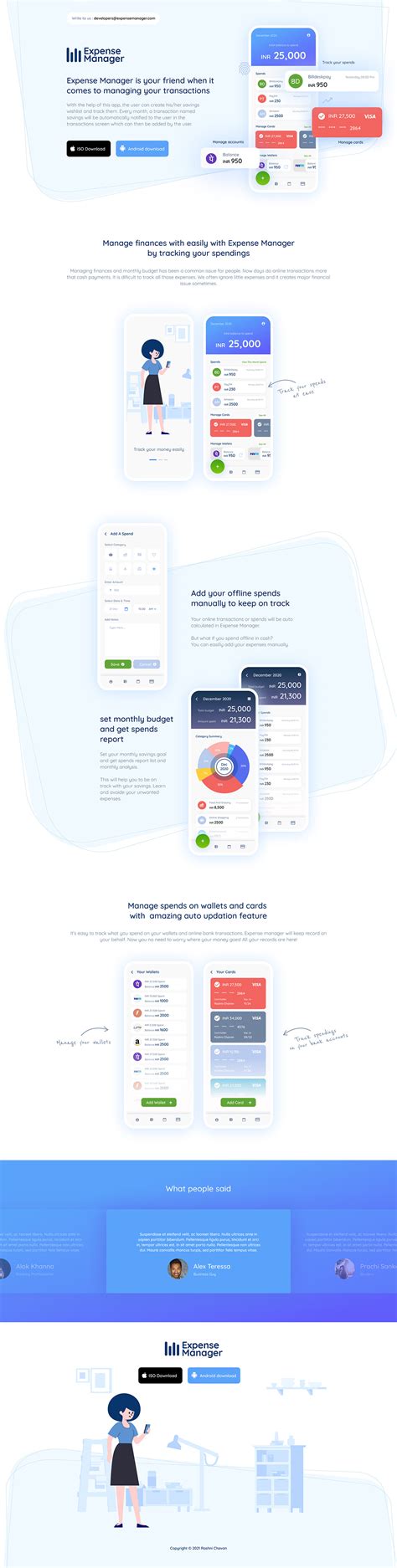 Expense Manager App Landing Page On Behance