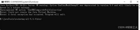 Windows启动rocketmq报错：unrecognized Vm Option