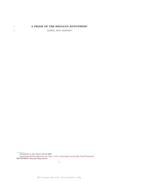 Pdf A Proof Of The Riemann Hypothesis Update 1