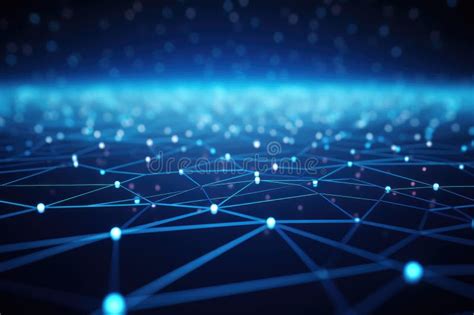 Abstract Blue Technology Background With A Cyber Network Grid And Connected Particles Stock