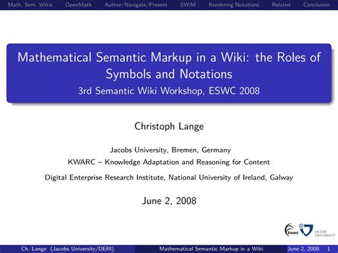 Mathematical Semantic Markup In A Wiki The Roles Of Symbols And