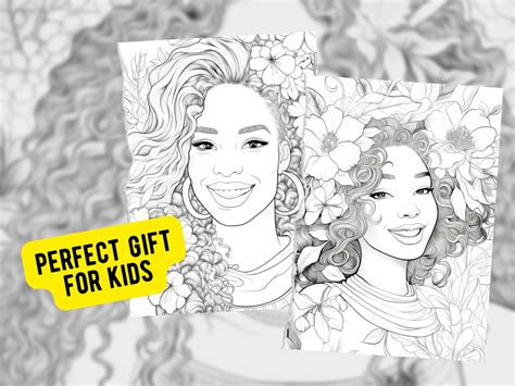 Beautiful Black Women Coloring Pages For Adults Instant Digital Download Printable Pdf