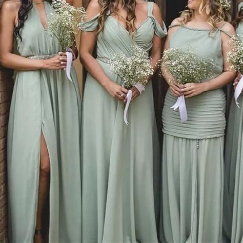Sage Green Bridesmaid Dresses Chiffon Long Style Tanya Bridal