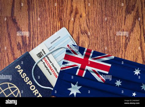 Australia New Normal Travel With Passport Boarding Pass Face Mask With Australian Flag And