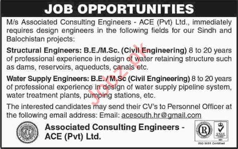 Associated Consulting Engineers Ace Karachi Jobs 2019 2025 Job