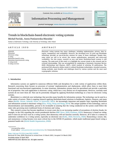 Trends In Blockchain Based Electronic Voting Systems Pdf Voting
