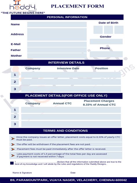 Placement Form Pdf