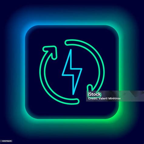 검은 색 배경에 격리 된 빛나는 네온 라인 재충전 아이콘 전기 에너지 표지판 다채로운 개요 개념 벡터 가득 찬에 대한 스톡 벡터 아트 및 기타 이미지 Istock
