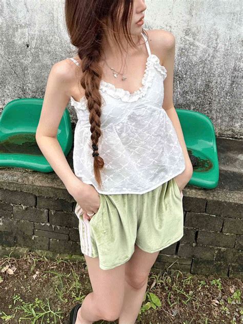 [러블리]리본 프릴 레이스 나시 블라우스 Sleeveless 에이블리