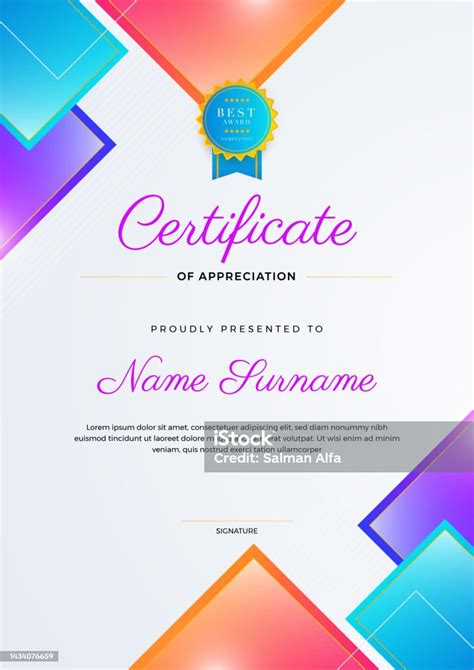 다채로운 요소 인증서 디자인 템플릿이있는 현대 초록 명함 졸업장 초대장 상 업적 학위 메달 스포츠 이벤트 및 감사에 사용할 수 있습니다 교실에 대한 스톡 벡터 아트 및 기타