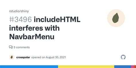 Includehtml Interferes With Navbarmenu Issue Rstudio Shiny Github