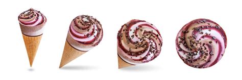 화이트 고립 된 배경에 와플 콘 초콜릿 베리 바닐라 아이스크림 0명에 대한 스톡 사진 및 기타 이미지 0명 갈색 과일 Istock