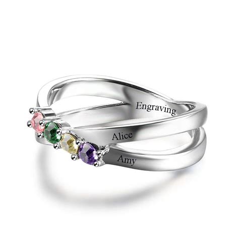 Mothers Ring With 4 Birthstones Paulamax Jewelry
