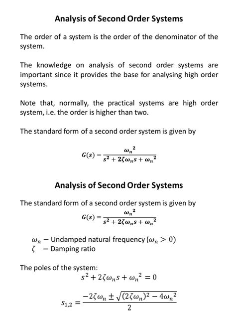 analysis of second order systems pdf damping signal processing