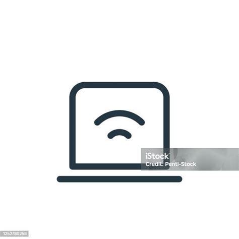 노트북 벡터 아이콘입니다 노트북 편집 가능한 스트로크 웹 및 모바일 앱 로고 인쇄 매체에 사용할 수 있는 노트북 선형 기호입니다 얇은 선 그림 벡터 격리 된 윤곽선