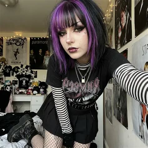 Stylish Emo Girl With Black Hair And Piercings Ai Art Generator