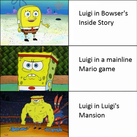 Luigi In Increasingly Buff Spongebob Know Your Meme