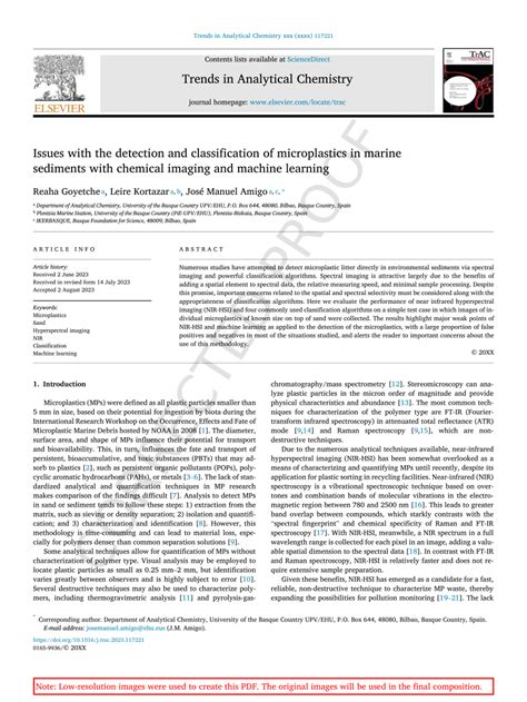 Pdf Issues With The Detection And Classification Of Microplastics In Marine Sediments With