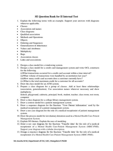 Software Engineering Question Bank Download Free Pdf Credit Card Question