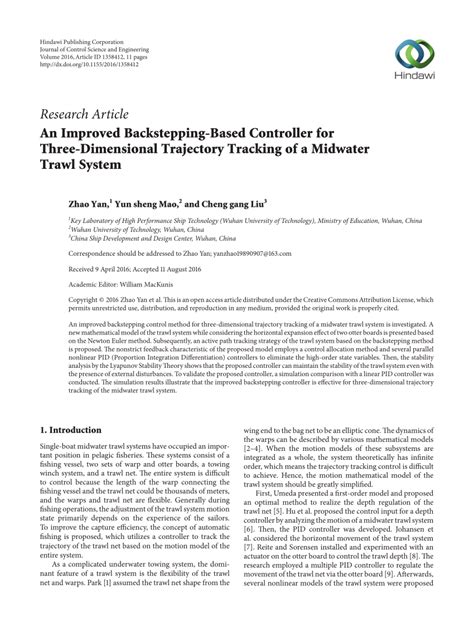 Pdf An Improved Backstepping Based Controller For Three Dimensional Trajectory Tracking Of A