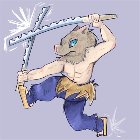 Иллюстрация клинок рассекающий демонов иноске в стиле 2d