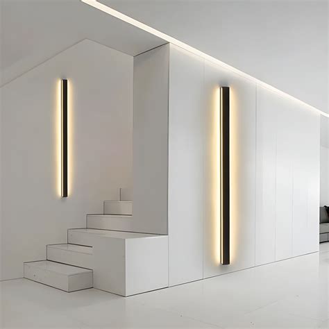 Metal Linear Wall Light Fixture Modern 1 Light Wall Lights In Black