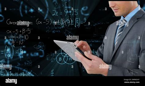 Image Of Data Processing And Mathematical Equations Over Businessman