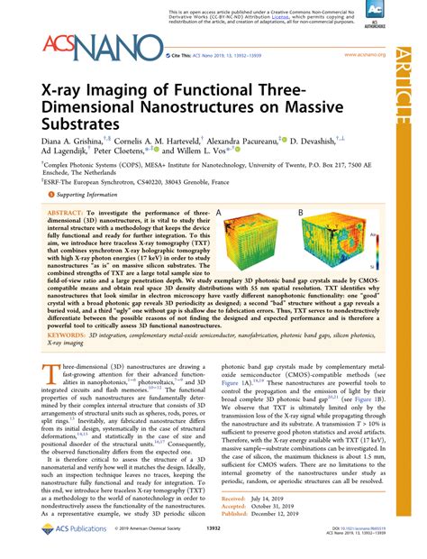 Pdf X Ray Imaging Of Functional Three Dimensional Nanostructures On