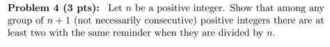 Solved Problem 4 3 Pts Let N Be A Positive Integer Show